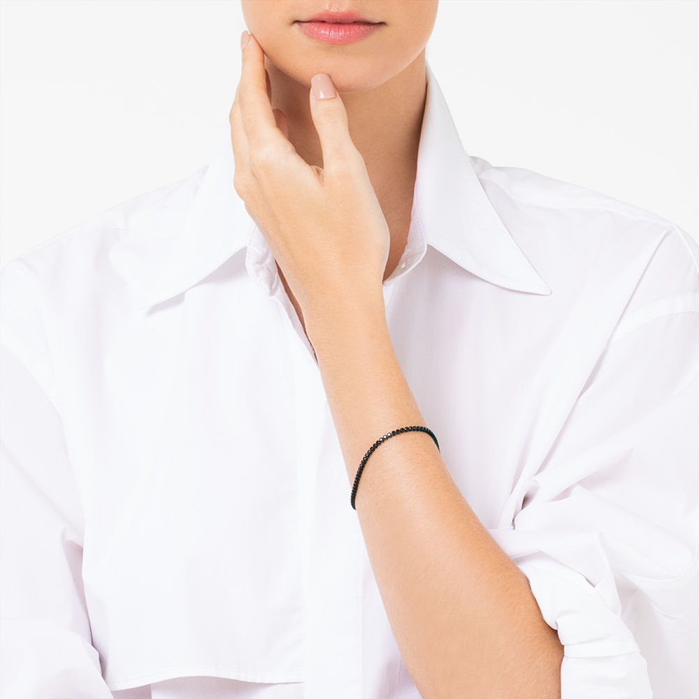 Pulsera Carmín Rayo de Plata 925 con Baño de Rutenio - Style Store