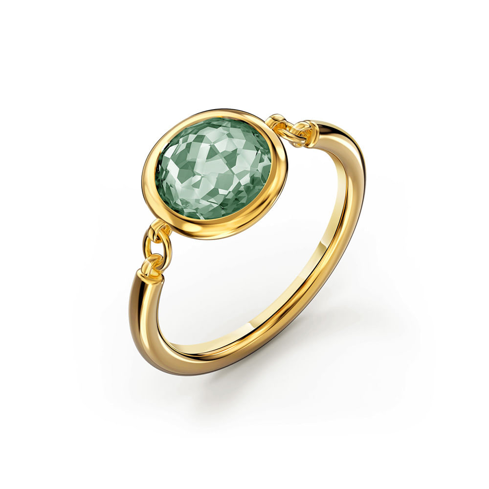 Anillo Swarovski Tahlia. Baño de oro dorado - Cristal Verde.