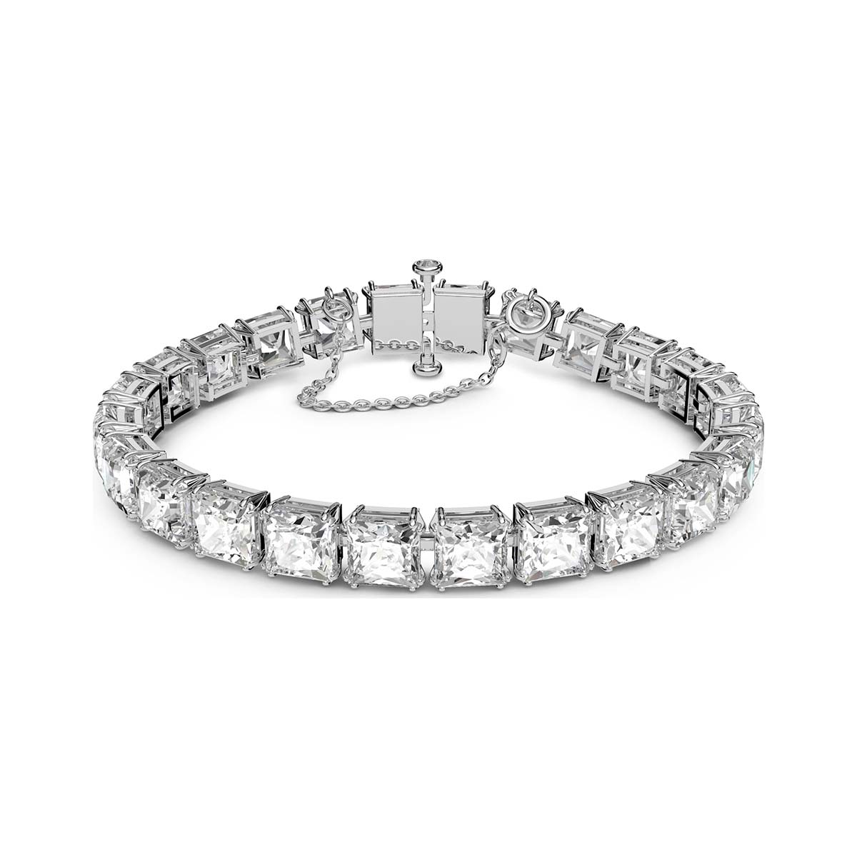 Pulsera Swarovski Millenia Cristales cuadrado Blanco con Baño de rodio ...