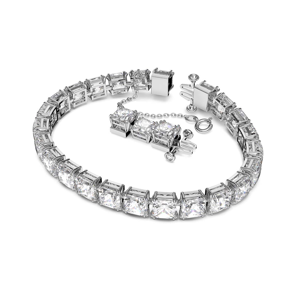 Pulsera Swarovski Millenia Cristales cuadrado Blanco con Baño de rodio ...