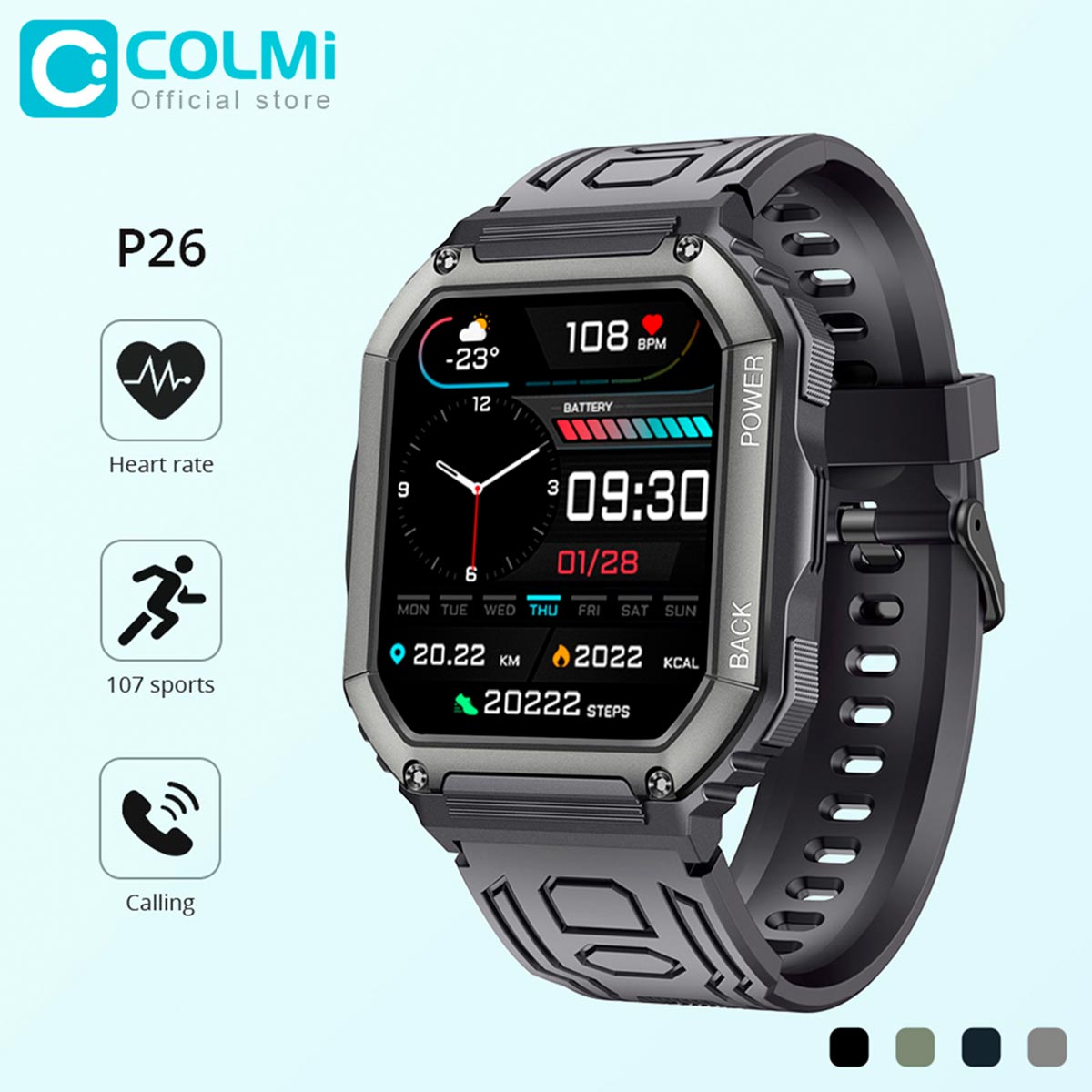 Smartwatch Colmi P26 Camouflage Glaciar Silicone