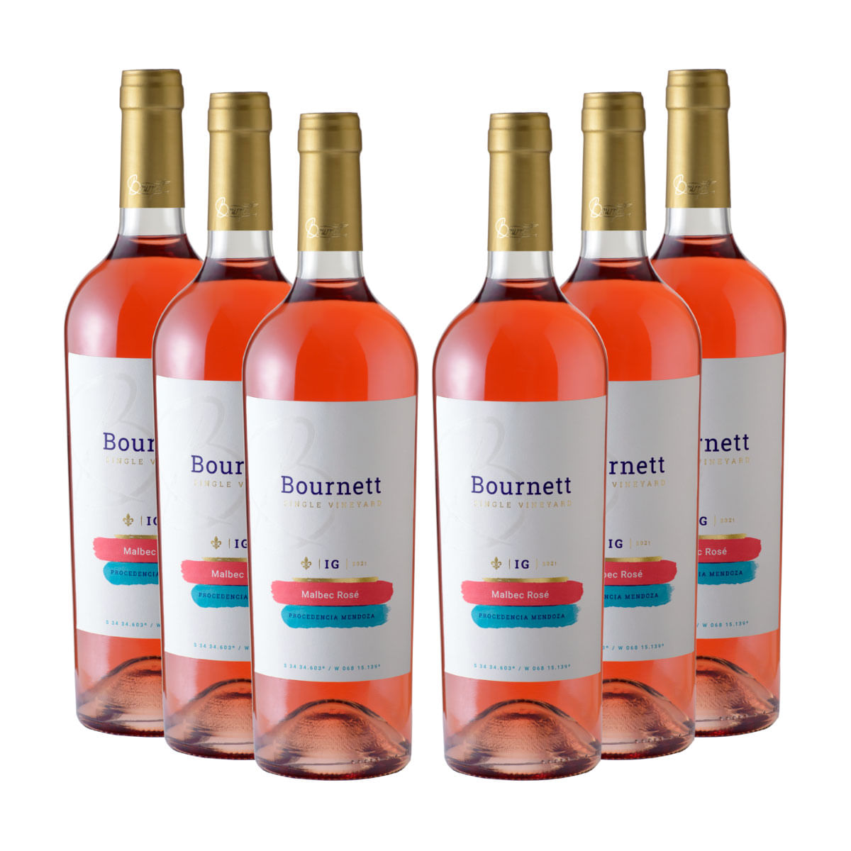 Vino Rosado Bournett Malbec Rosé caja x6 unidades