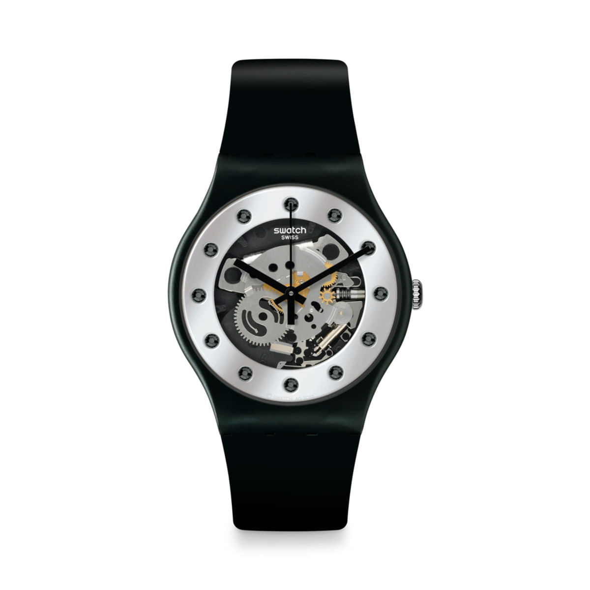 Reloj Swatch Silver Glam de silicona SO29B109 - Style Store