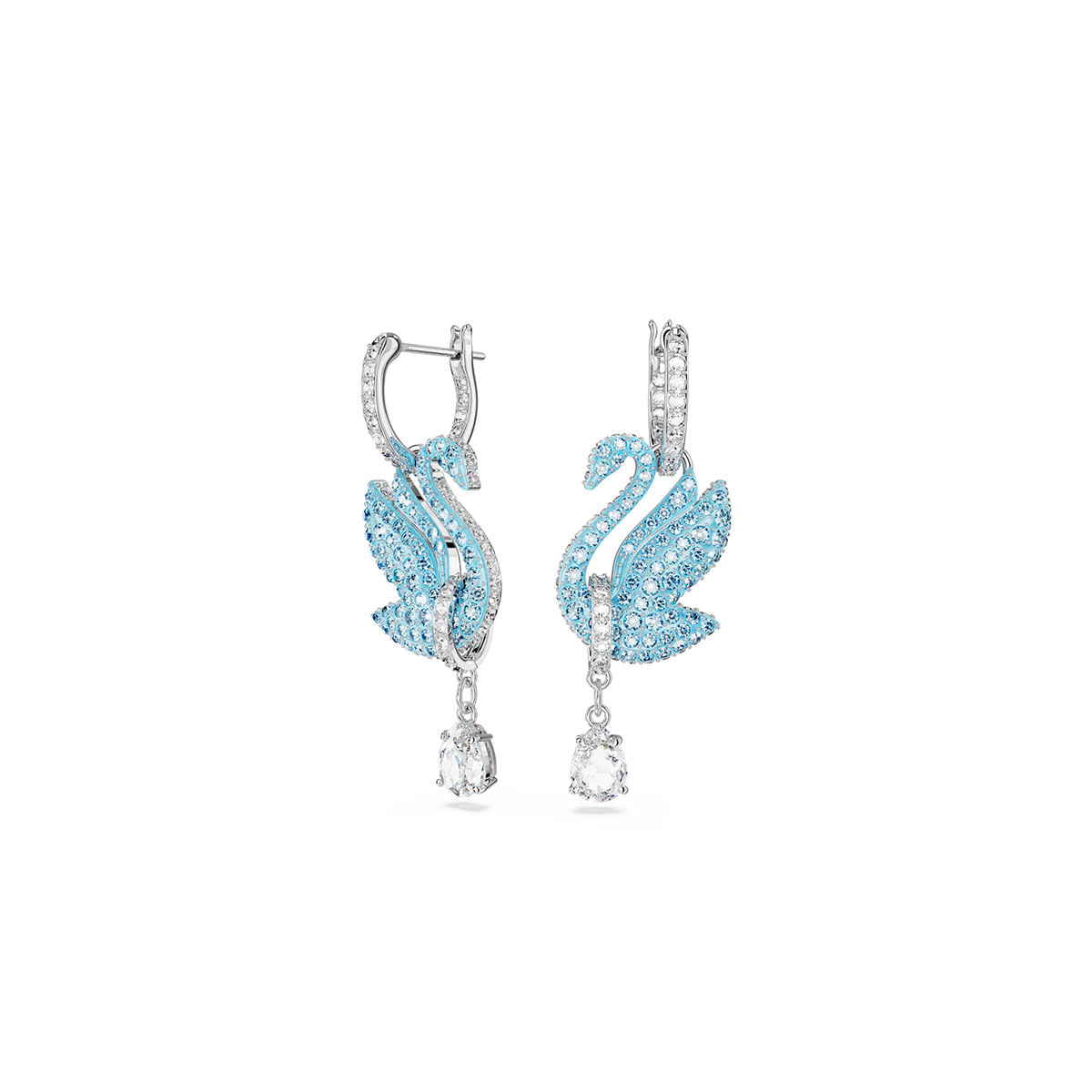Pendientes Swarovski largos cisne azul baño de rodio - Style Store
