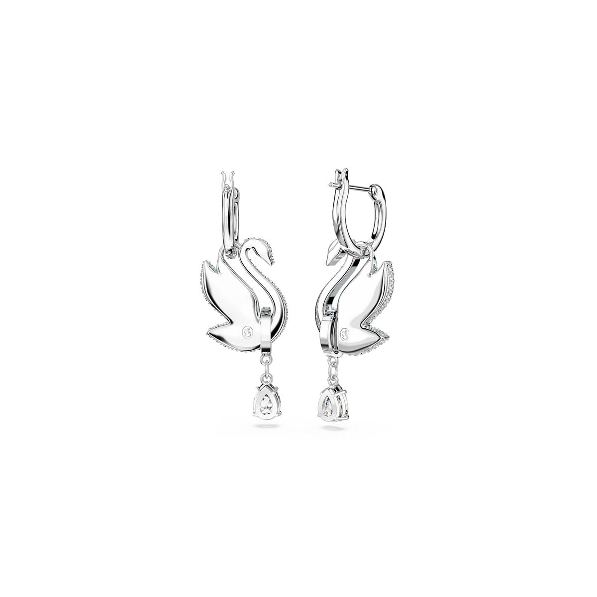 Pendientes Swarovski largos cisne azul baño de rodio