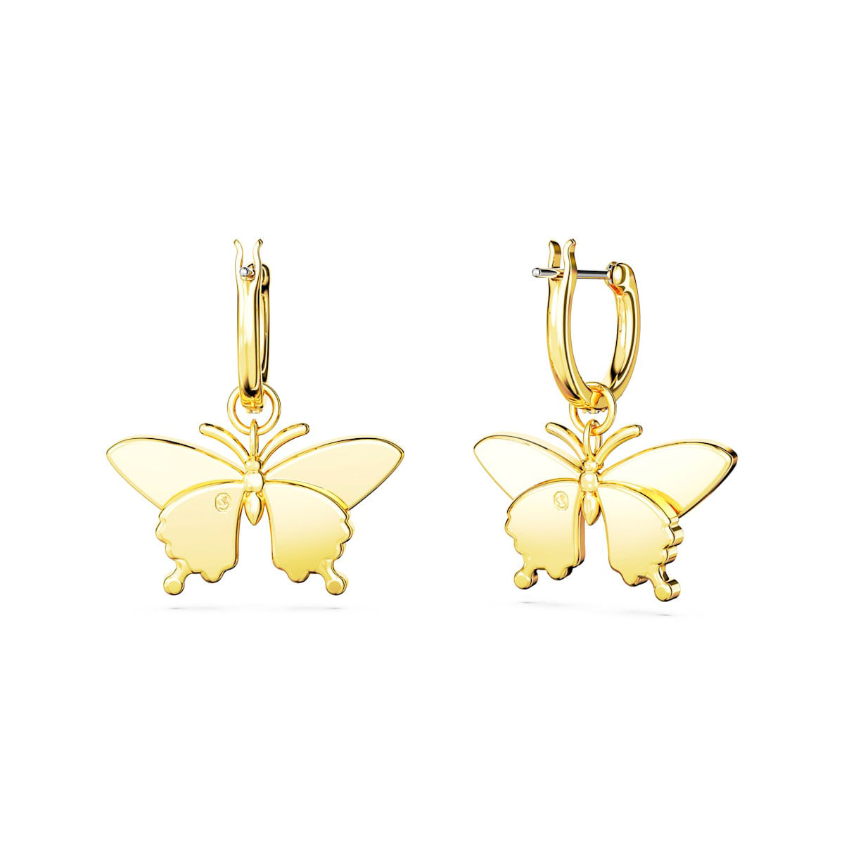 Pendientes largos Swarovski Idyllia mariposa multicolor bañado en oro ...