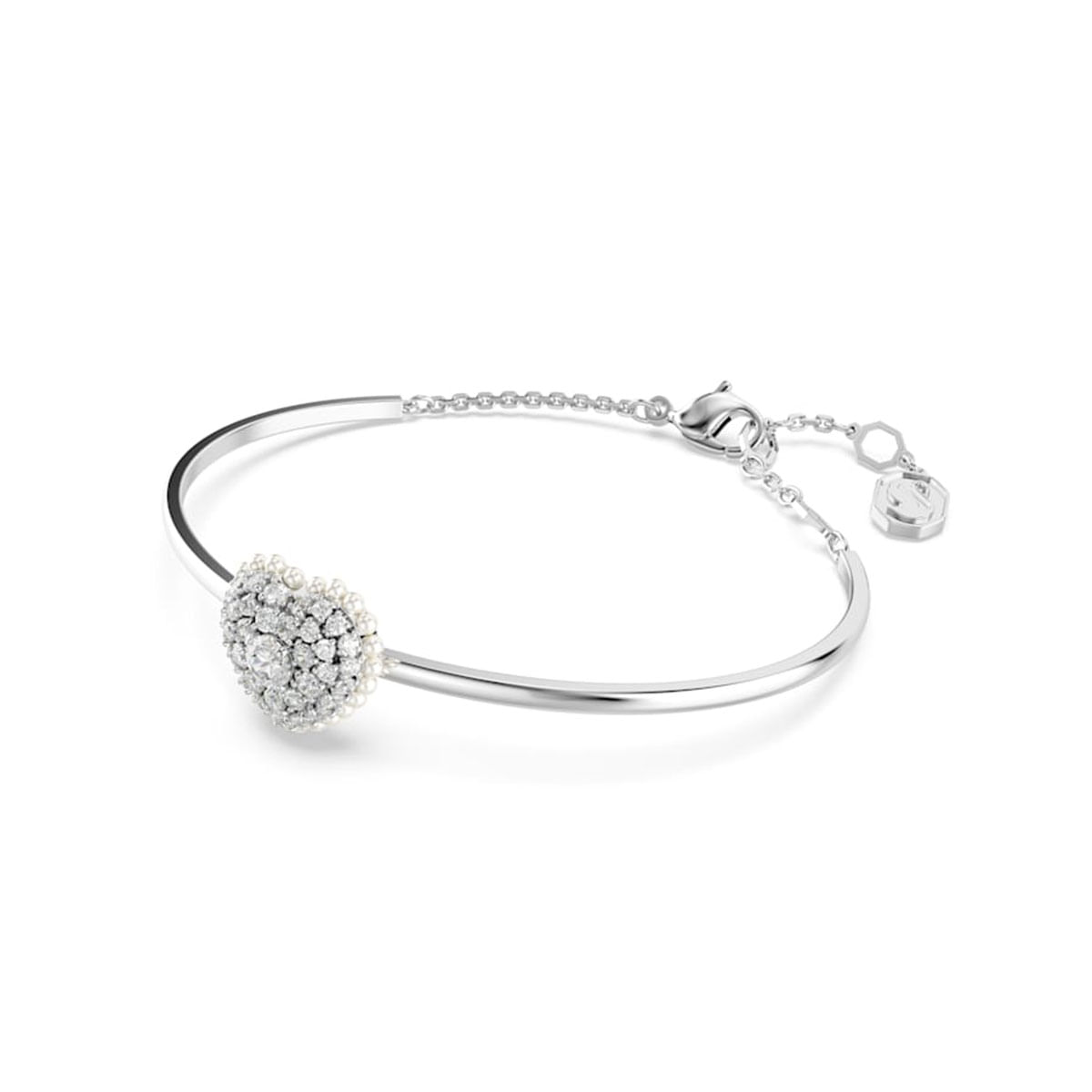 Brazalete Swarovski Hyperbola Corazón Blanco Baño en rodio - Style Store