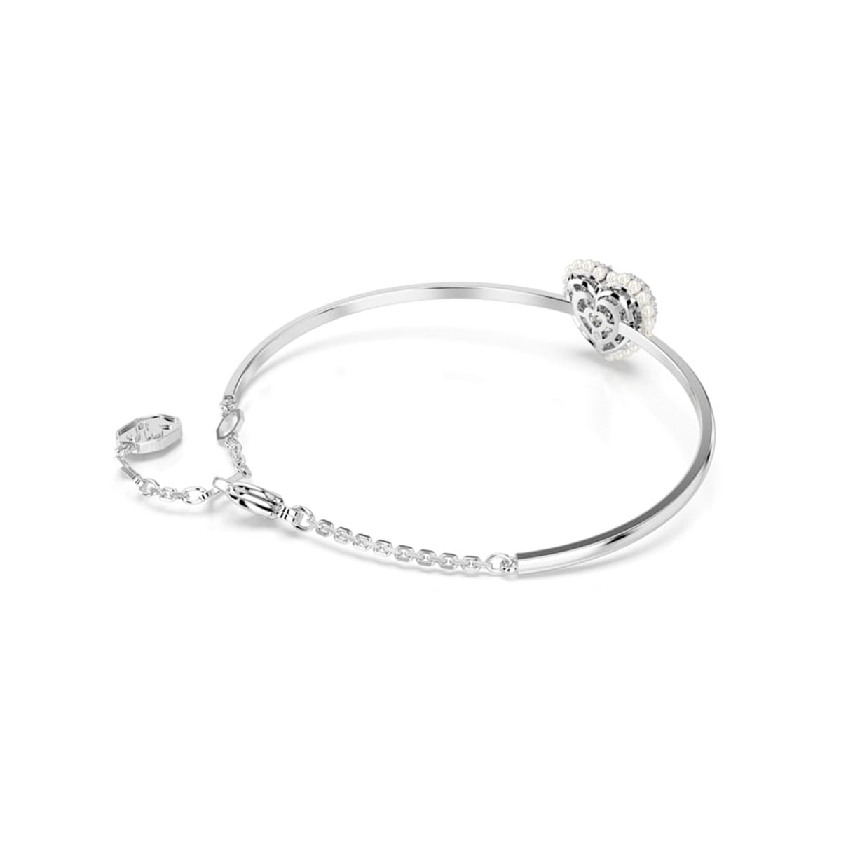 Brazalete Swarovski Hyperbola Corazón Blanco Baño en rodio - Style Store