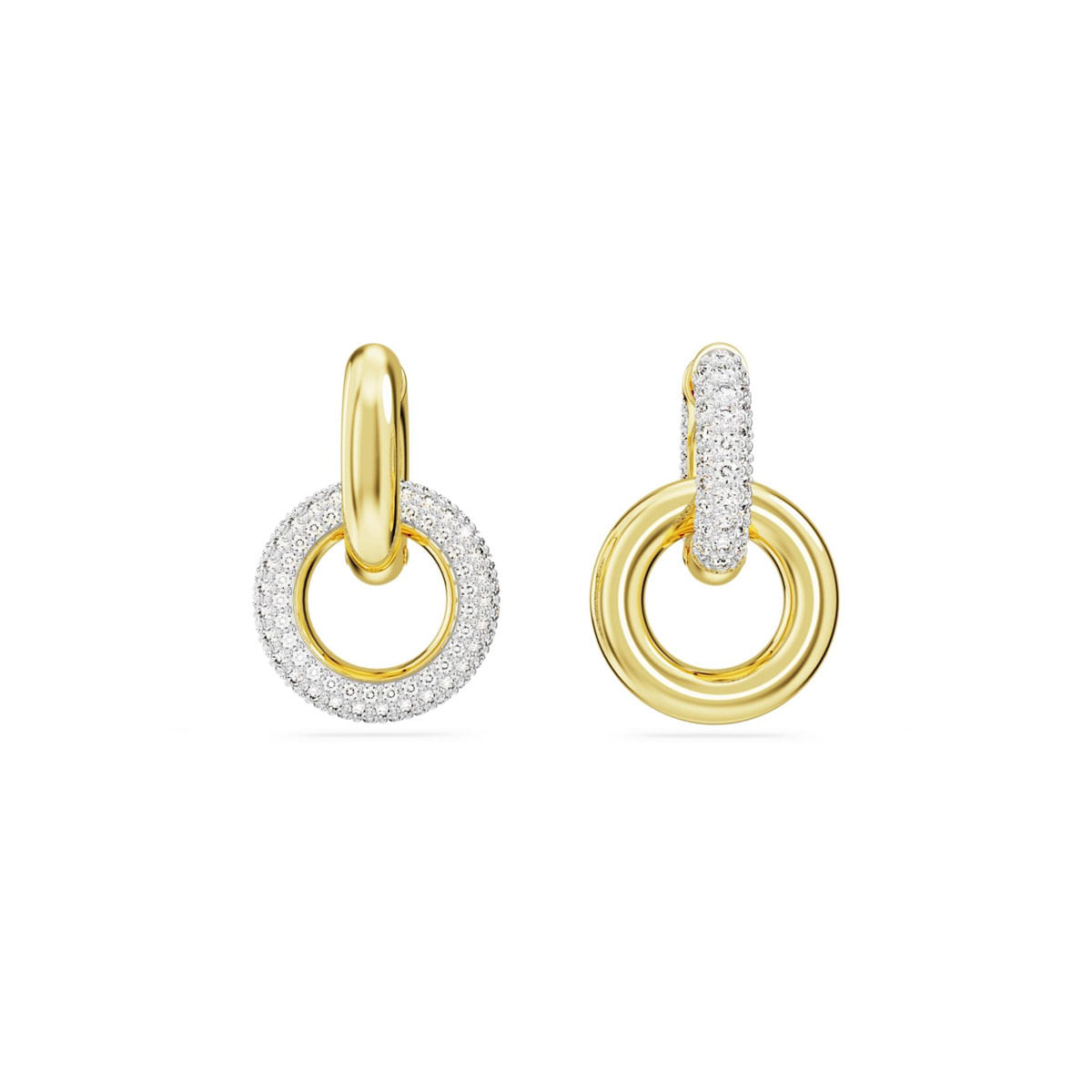 Pendientes Swarovski de aro Dextera Blancos con baño tono oro - Style Store