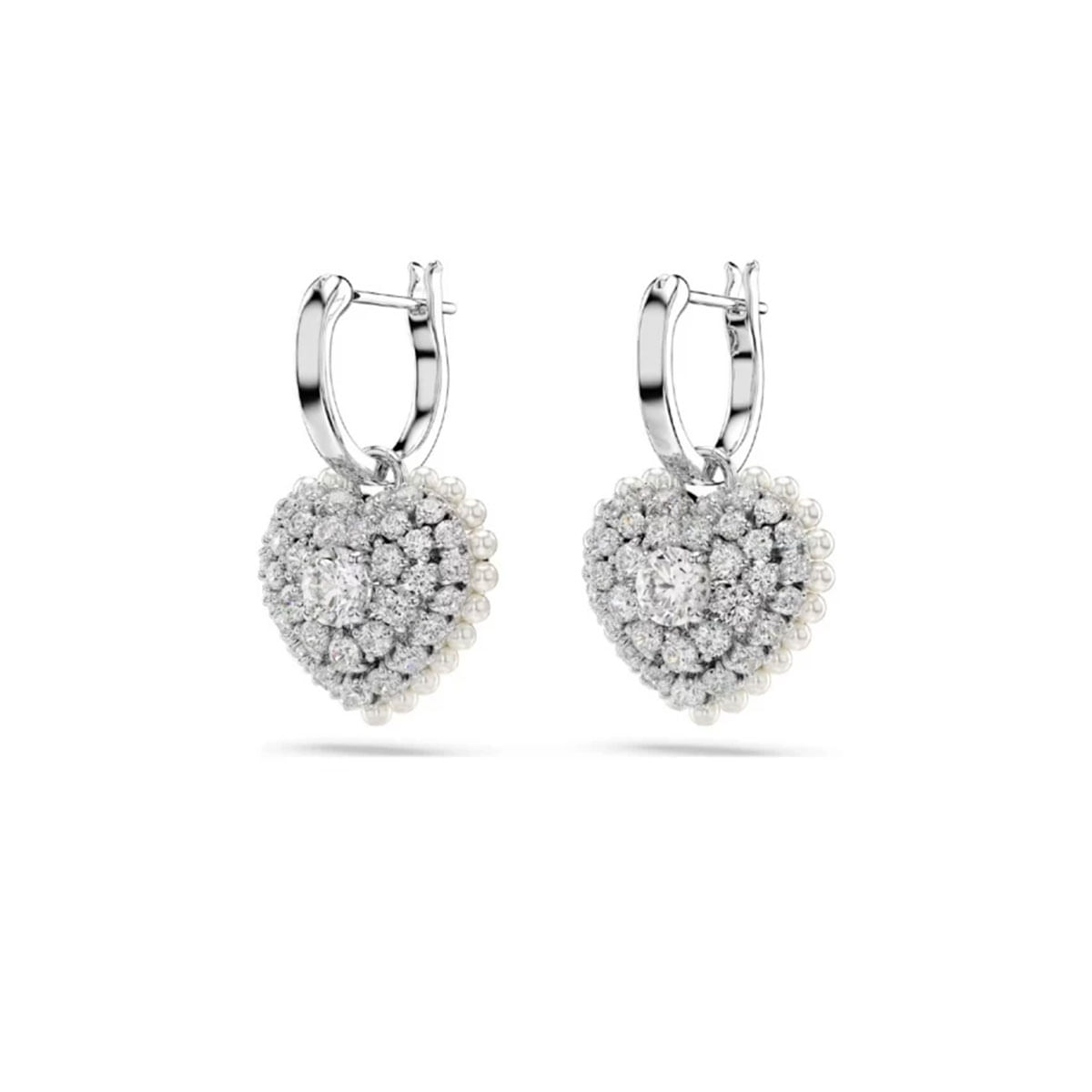 Pendientes Largos Swarovski Hyperbola Corazón Blanco con baño de rodio ...