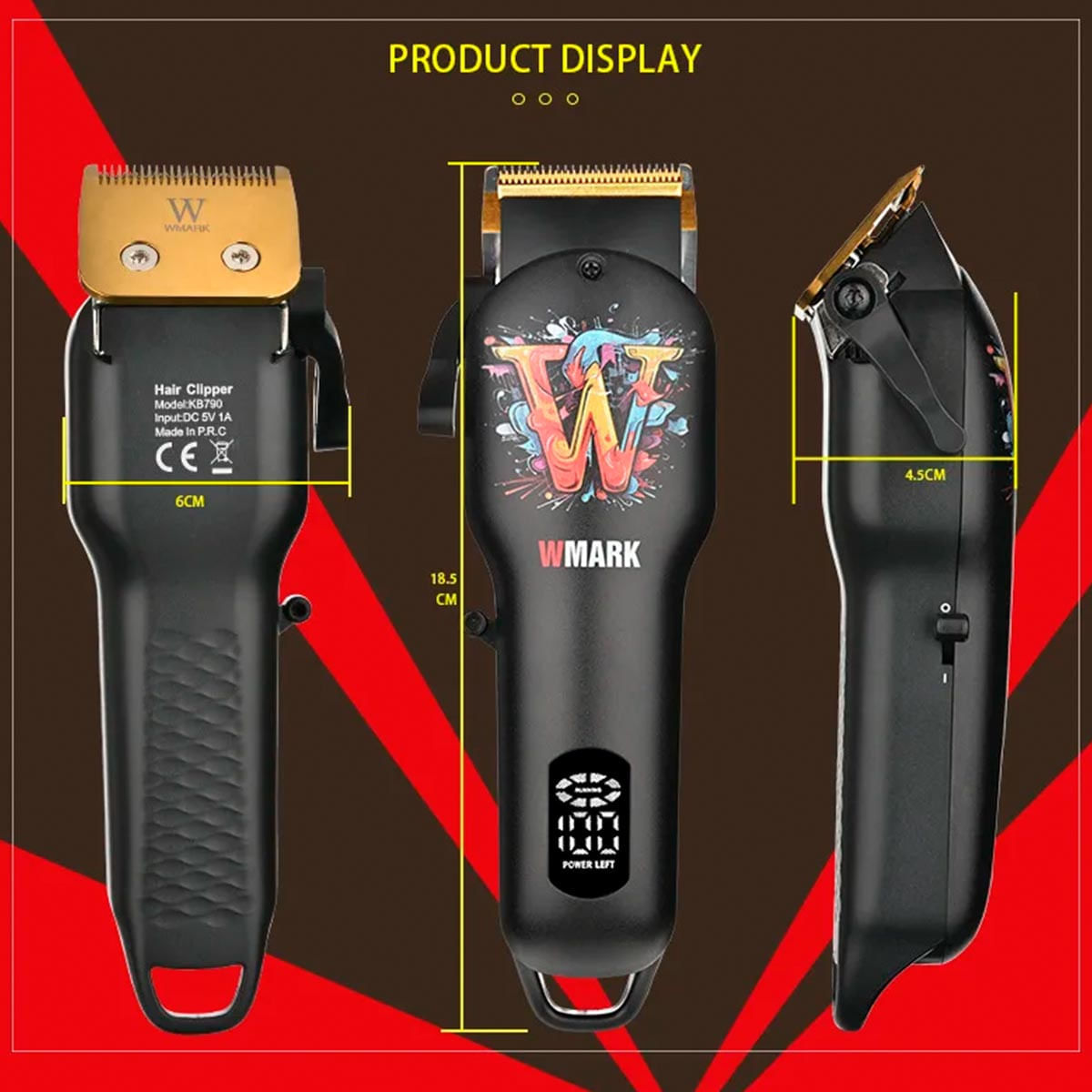 Cortadora de Pelo Wmark Inalámbrica NG123 Negro