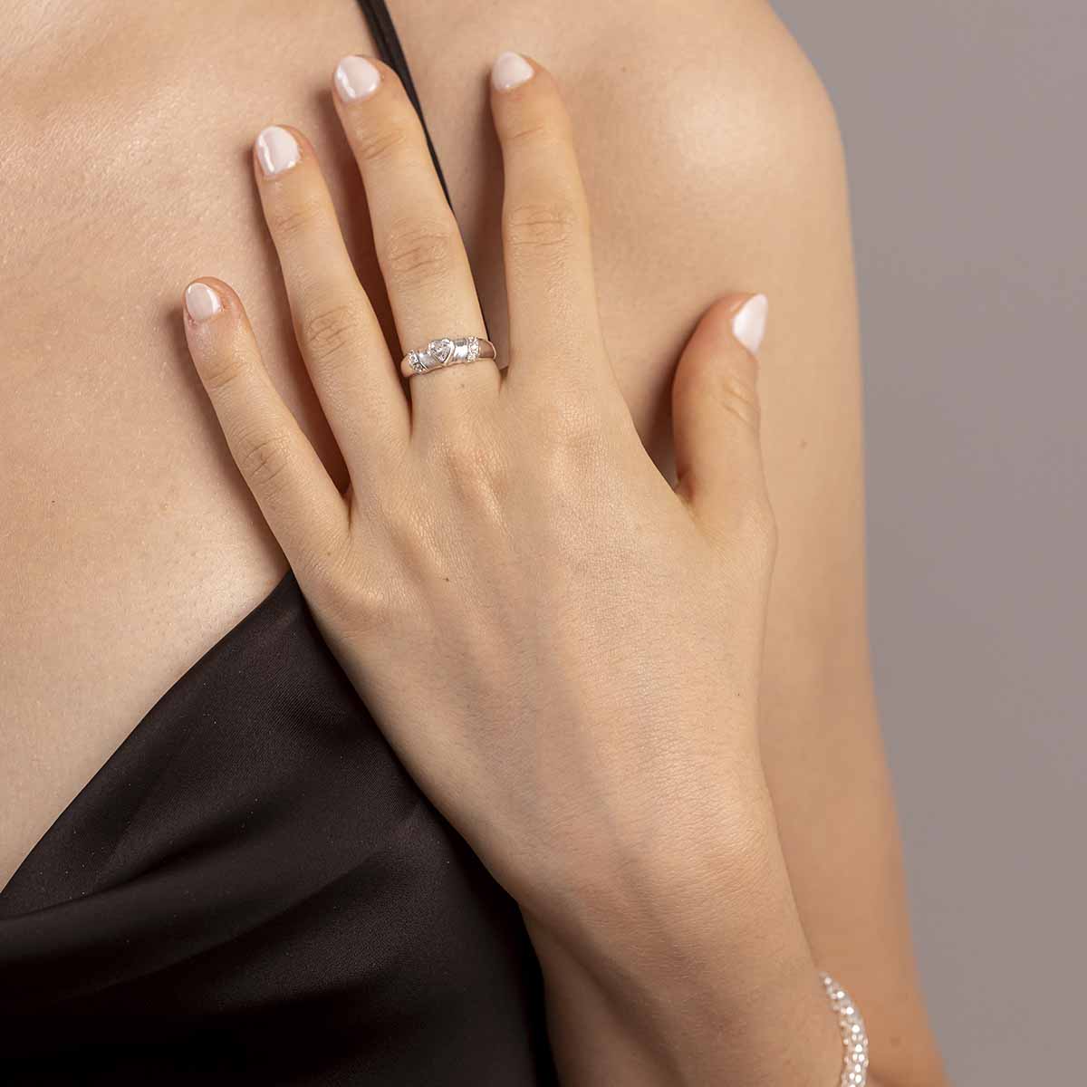 Anillo Carmín de Plata 925 Eternity Love con Cristal Blanco - Style Store