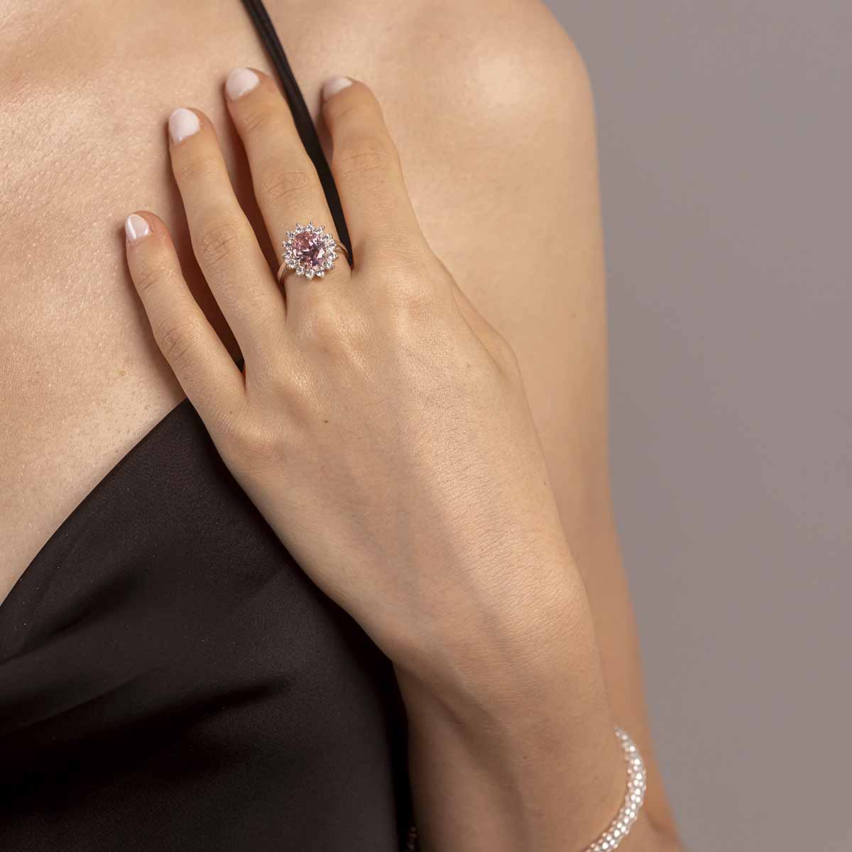 Anillo Carmín de Plata 925 Princesa Maia con Cristal Rosa - Style Store